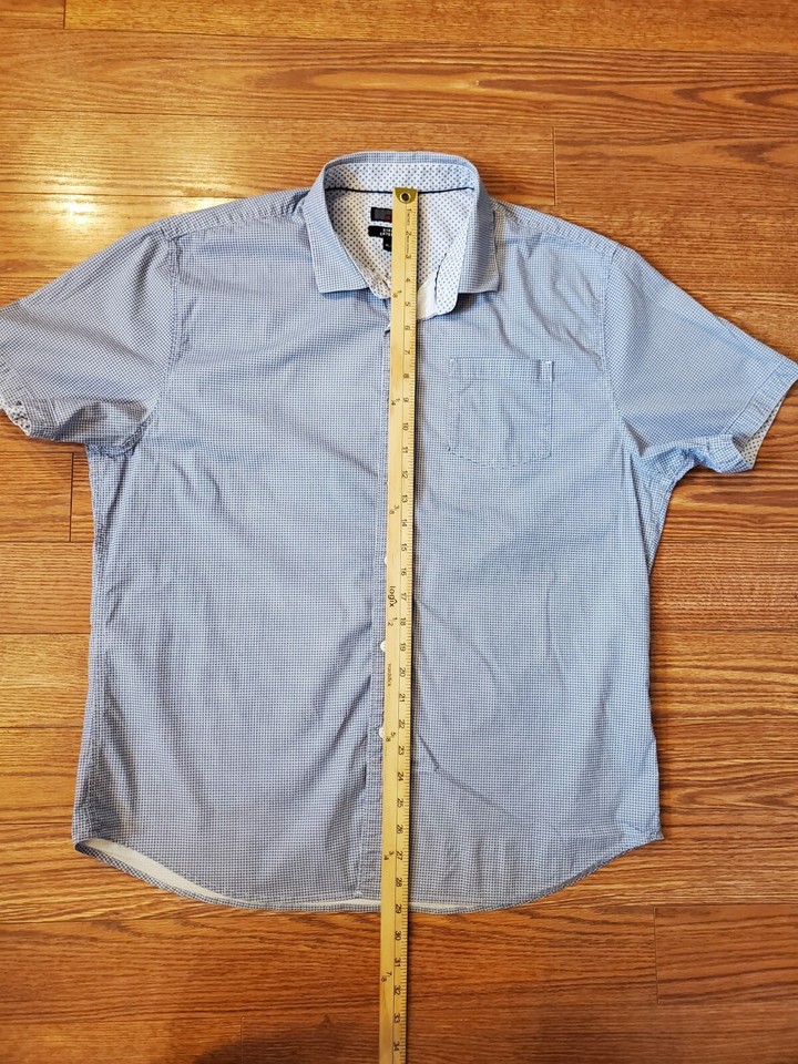 Ike Behar Shirt Mens XL Blue Pattern Cotton Short Sleeve StretchButton ...