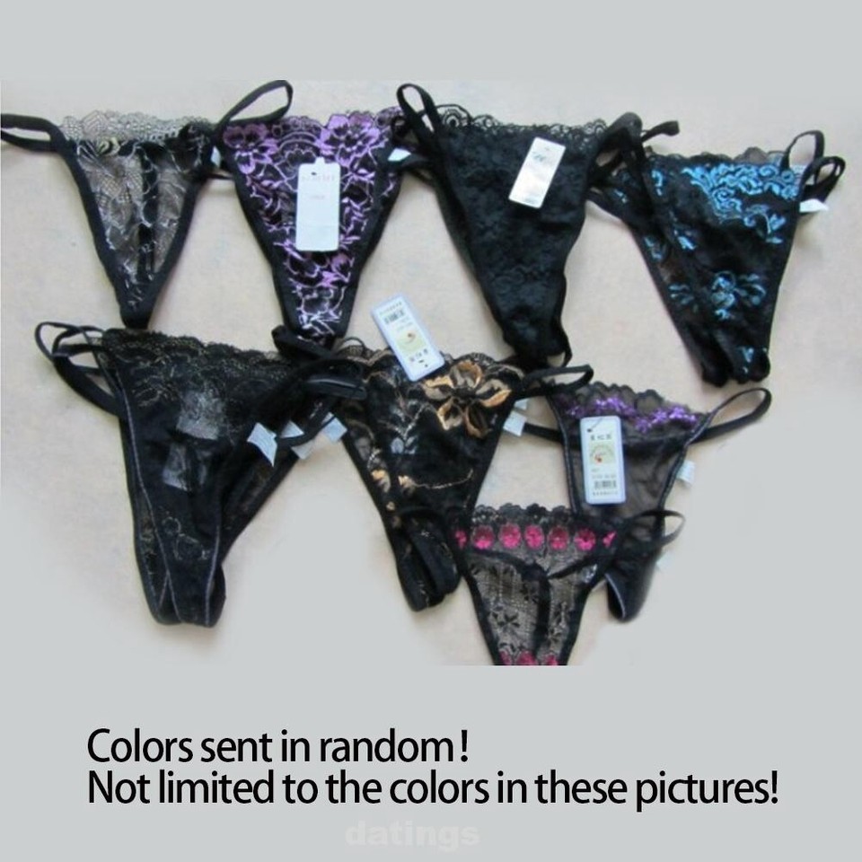 Lot 5 Women's Lace Thongs Sheer G Strings Underwear Lingerie Panties OS ...