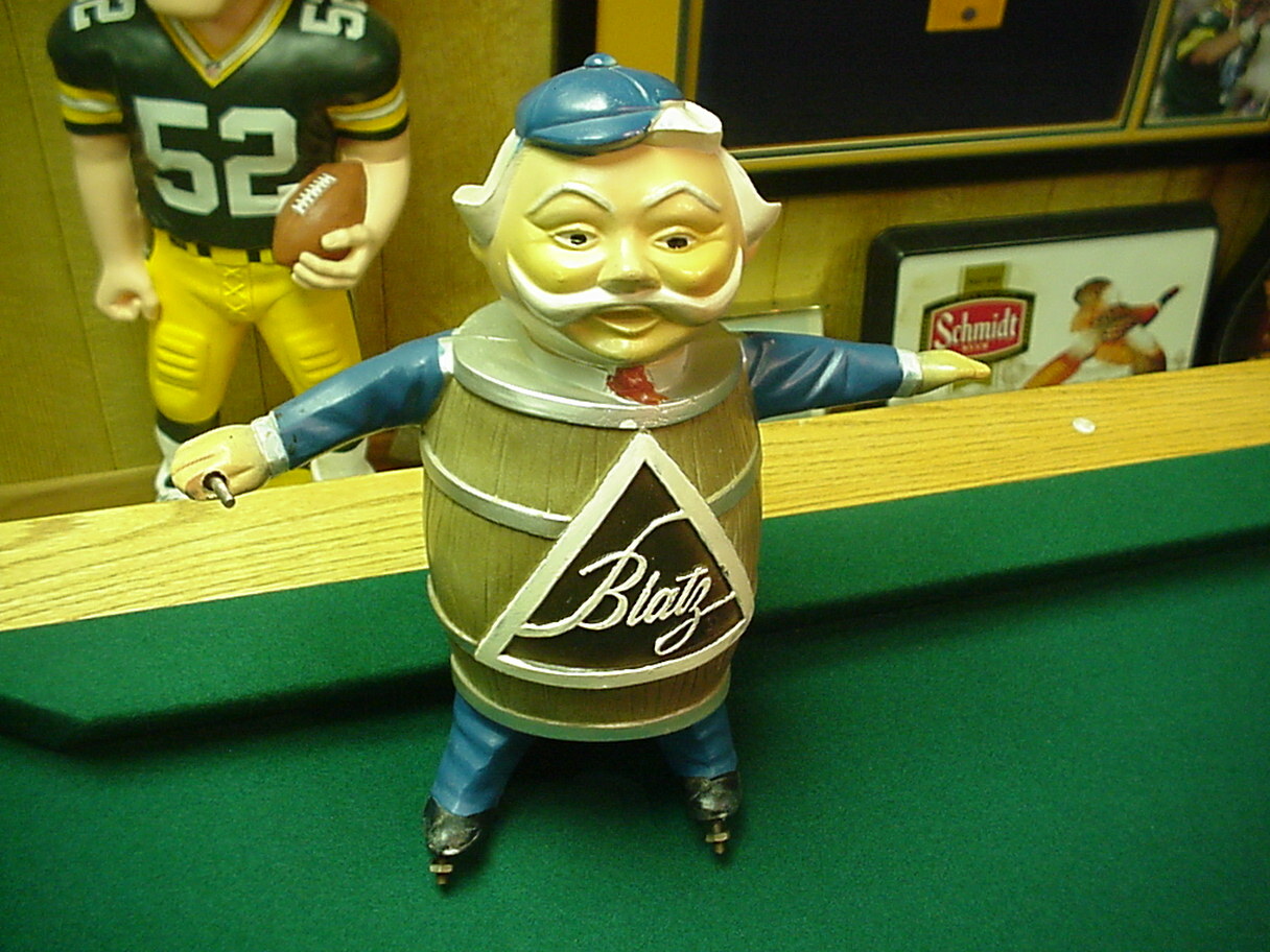 Blatz Beer Sign Baseball Statue Figure 1950'S Safe At Home Barrel man ...