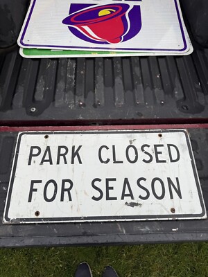 Park Closed For Season Wooden Road Highway Sign 1960s / 1970s Era | eBay