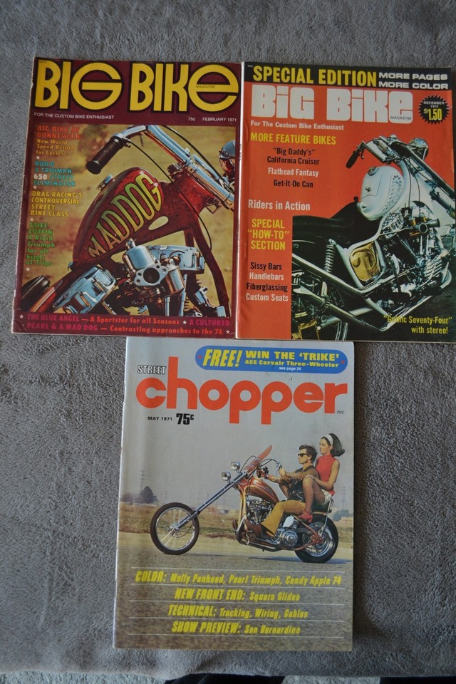 Vintage Motorcycle Street Chopper Big Bike Custom 1970's Magazines Lot ...