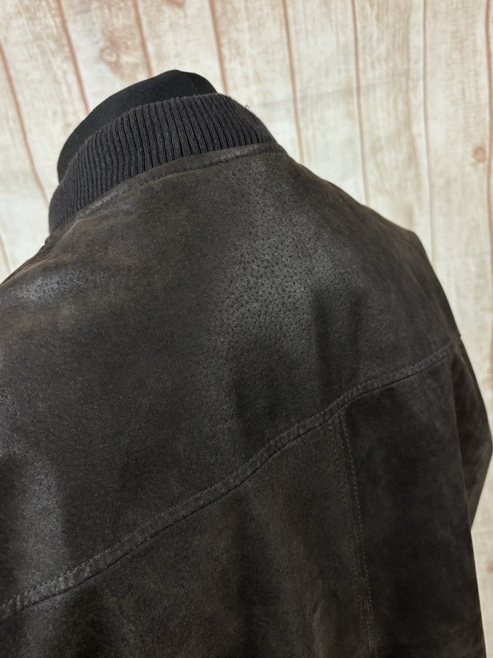 Barneys Originals Men's XL Brown Leather Bomber Jacket Coat Quilted ...