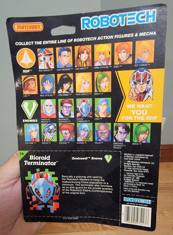 1985 Robotech Bioroid Terminator Matchbox Robotech Master Zantraedi ...