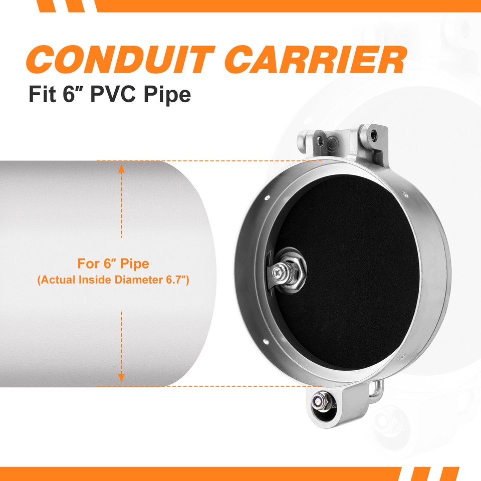 Silver Conduit Carrier Kit for 6" PVC Pipe Van SUV Rack Mount Ladder ...
