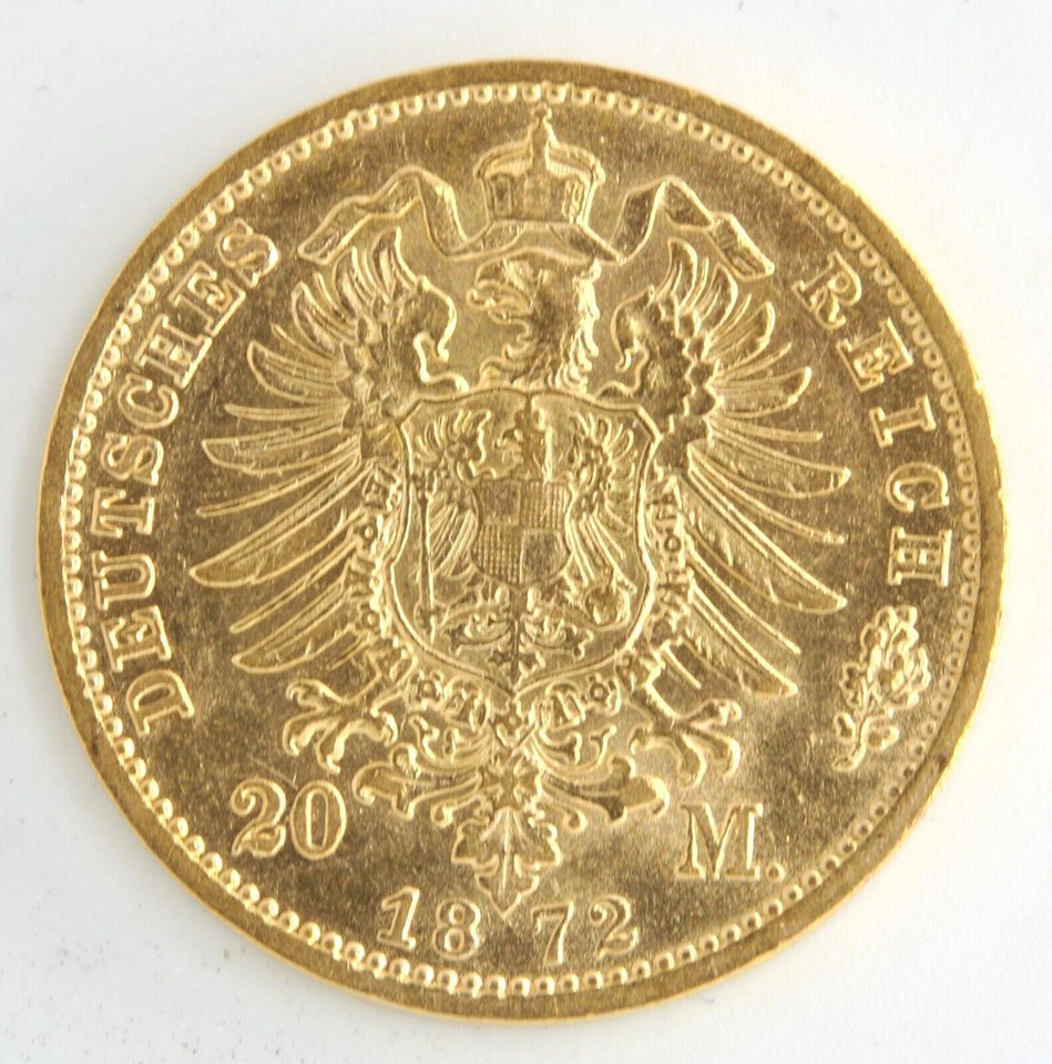 1872-C German States Prussia Wilhelm I 20 Mark .900 Fine Gold Coin ...