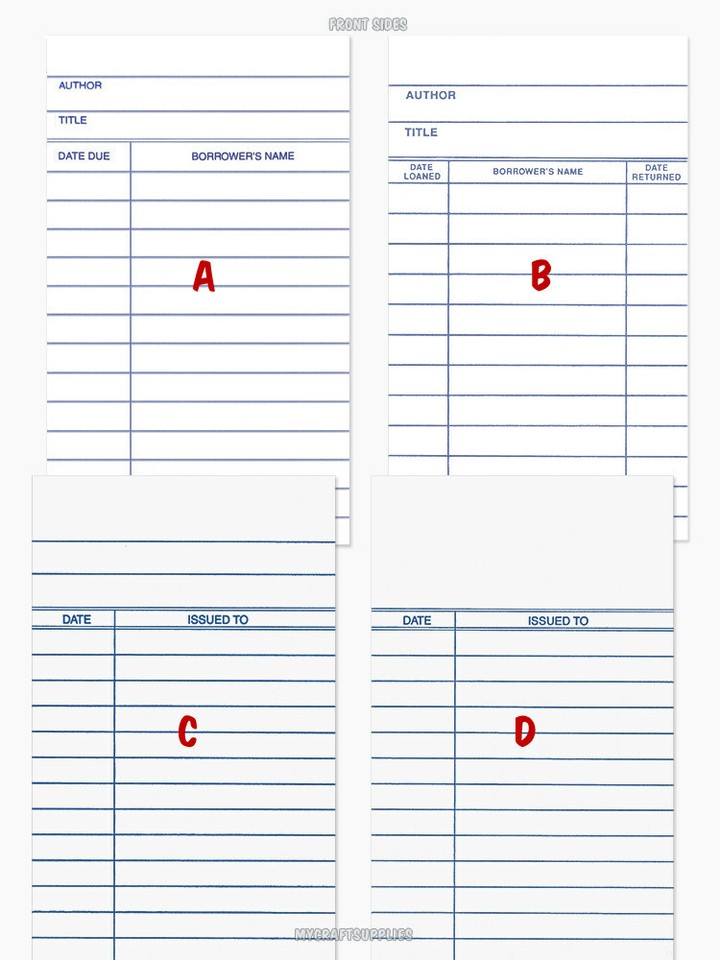 50 Self Stick Library Book Pockets, AND 50 Blank Date Due Cards ...