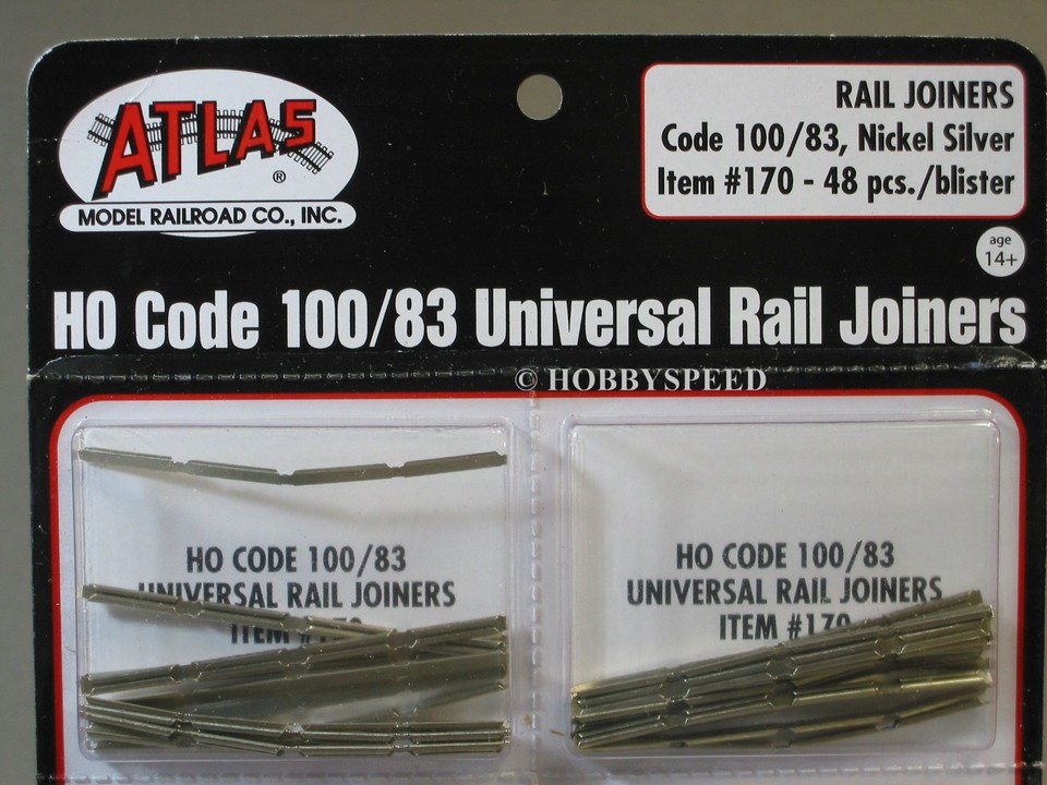 ATLAS HO 170 CODE 83/100 UNIVERSAL TRACK RAIL JOINERS connector train ...