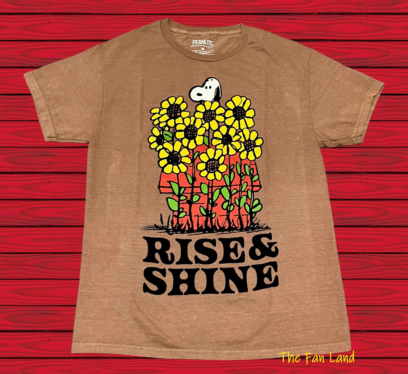 New Peanuts Charlie Brown Snoopy Rise & Shine Flowers Dog House Men's T ...