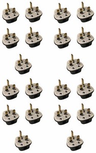 BULK 13 AMP UK 3 PIN FUSED BLACK MAINS PLASTIC PLUG 13A PACK SOCKET ...