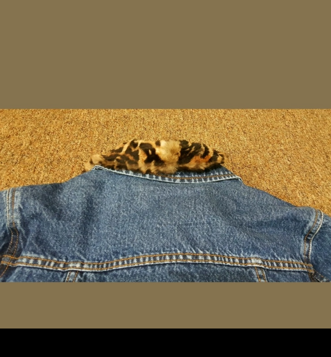 Jean Crisan Fourrure Fur Lined Denim Jacket Size Small Animal Print ...