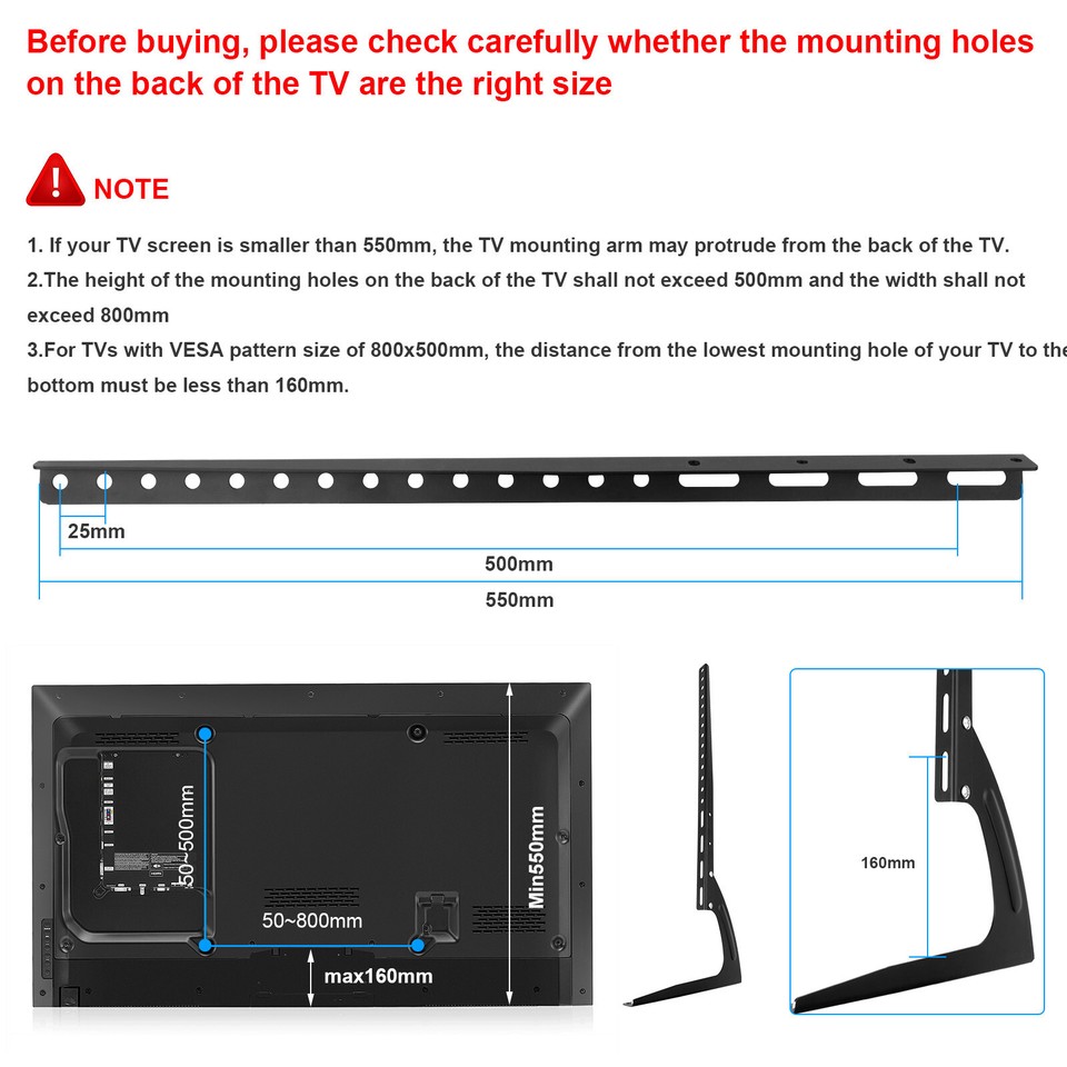 Universal LCD Flat Screen TV Table Top Stand Base Padded Bottom Feet 26 ...
