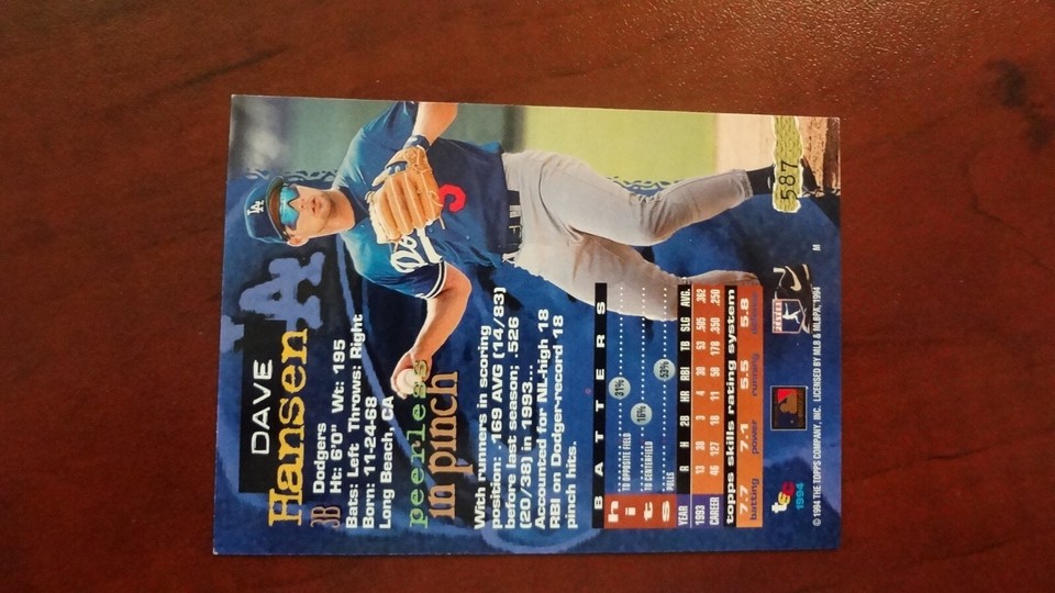 1994 TOPPS STADIUM CLUB #587 DAVE HANSEN BASEBALL CARD | eBay