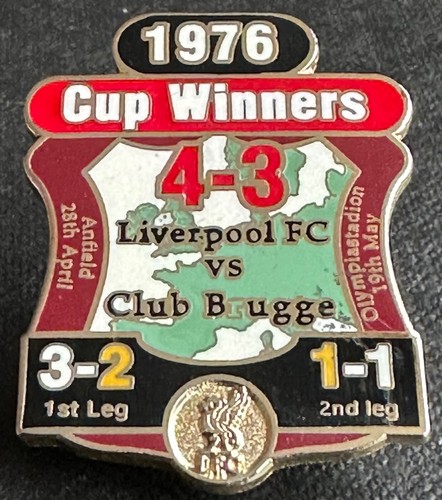 LIVERPOOL v CLUB BRUGGE Victory Pins 1976 UEFA CUP WINNERS Badge ...