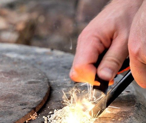 Ferrocerium Rod 5" X 1/2 Fire Starter W/handle Steel Scraper Flint ...