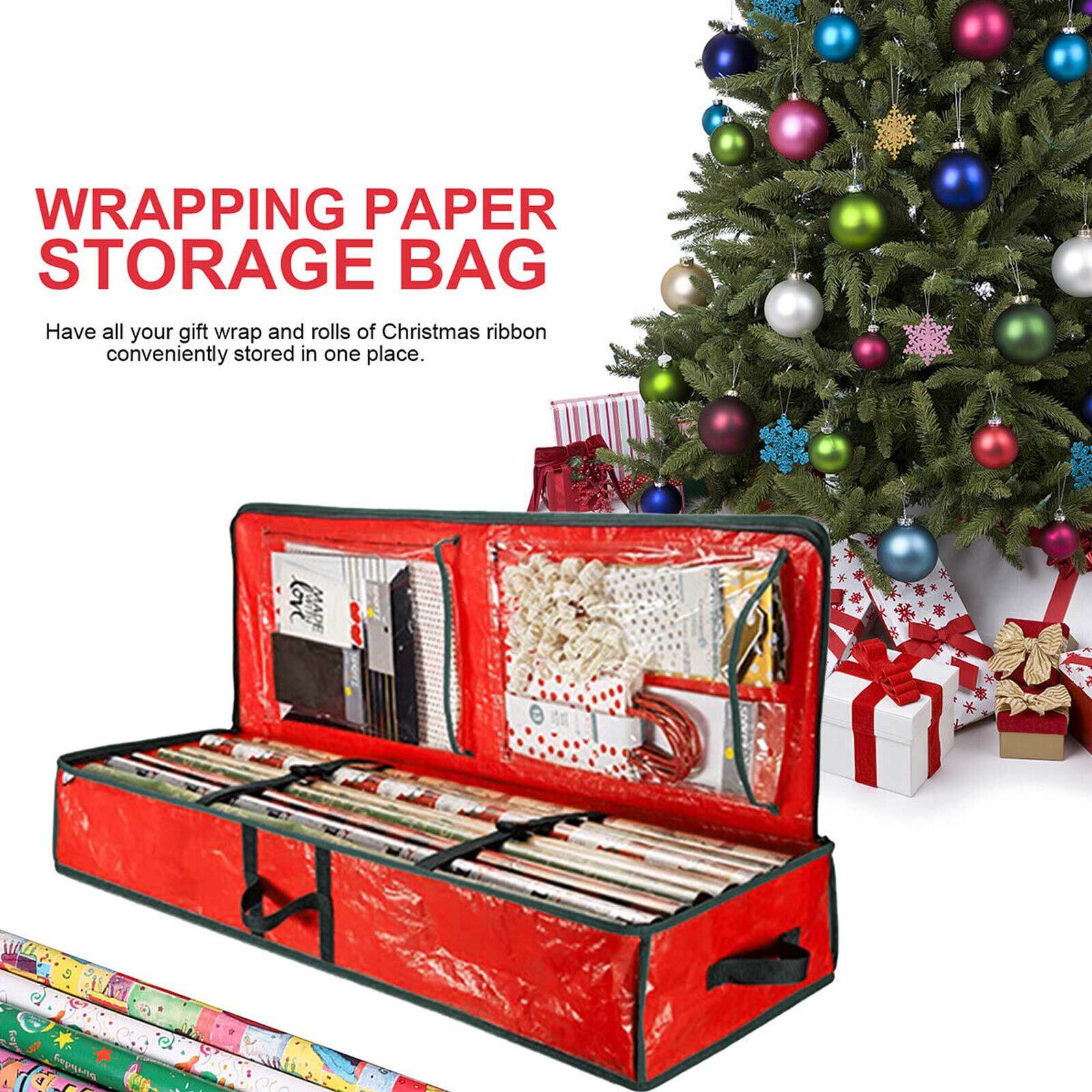 Christmas Xmas Wrapping Paper Storage Bag Tidy Gift Wrap Organizer ...