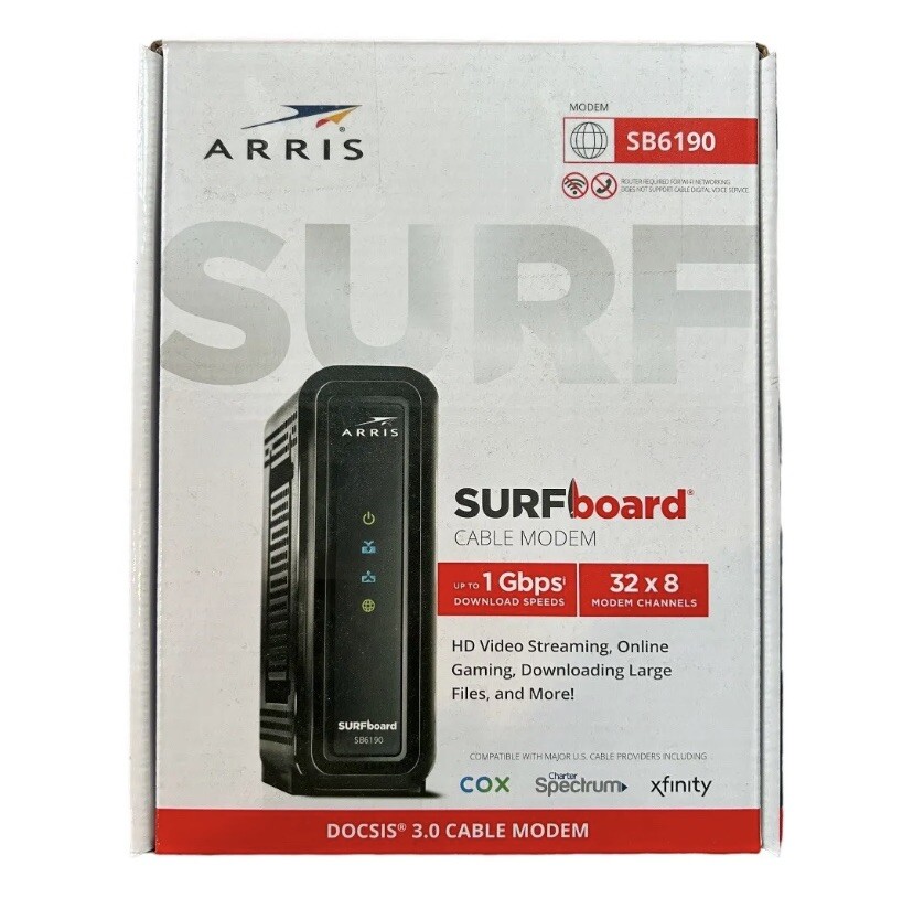 ARRIS SURFboard SB6190 DOCSIS 3.0 32 x 8 Gigabit Cable Modem 1 Gbps ...