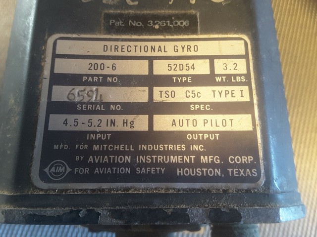 Mitchell 4000c Directional Gyro Model 52D54 Piper Lance for sale online ...