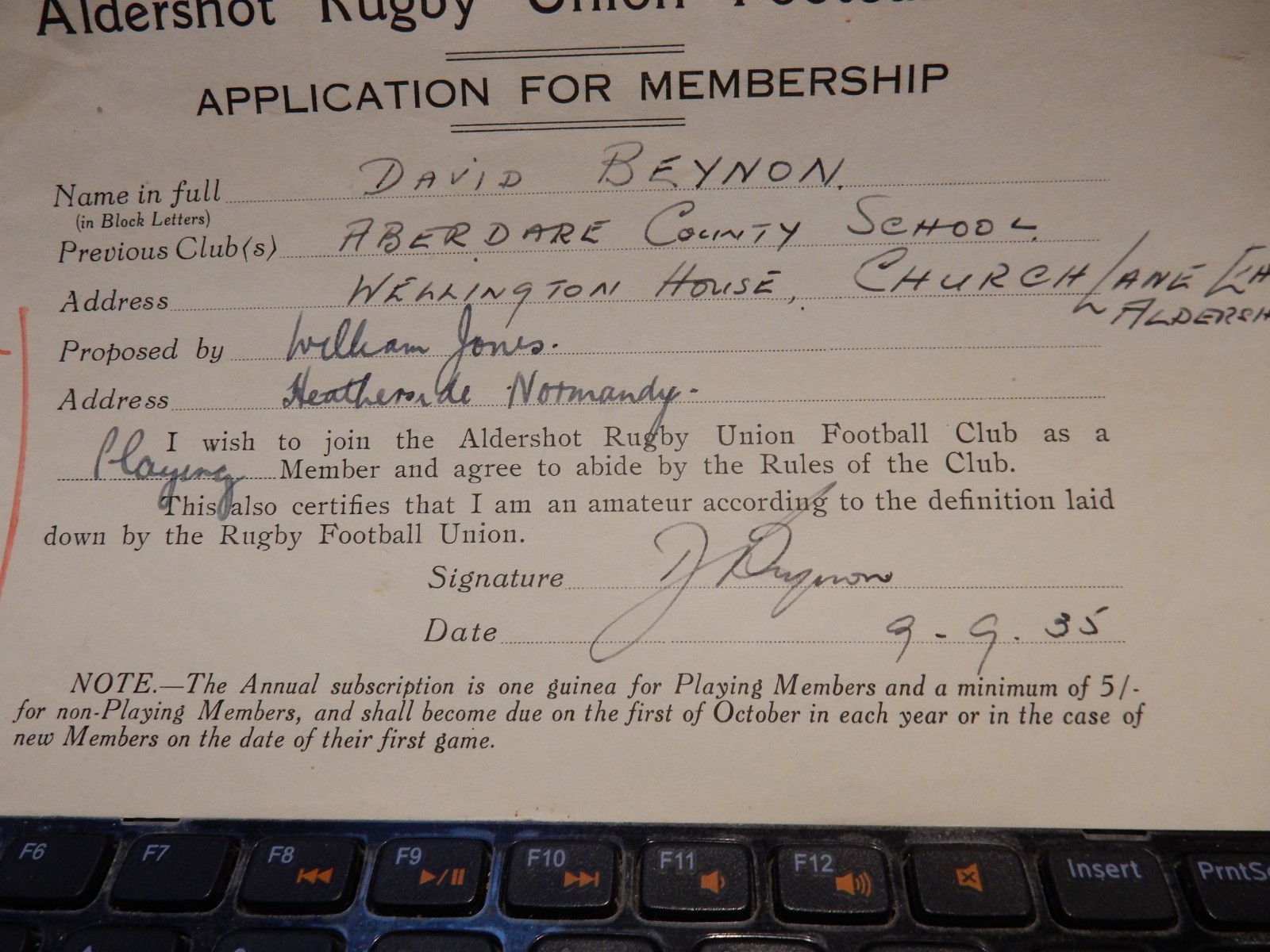 DAVID BEYNON what did he do in WW2 ? - ALDERSHOT RUGBY - ABERDARE C ...