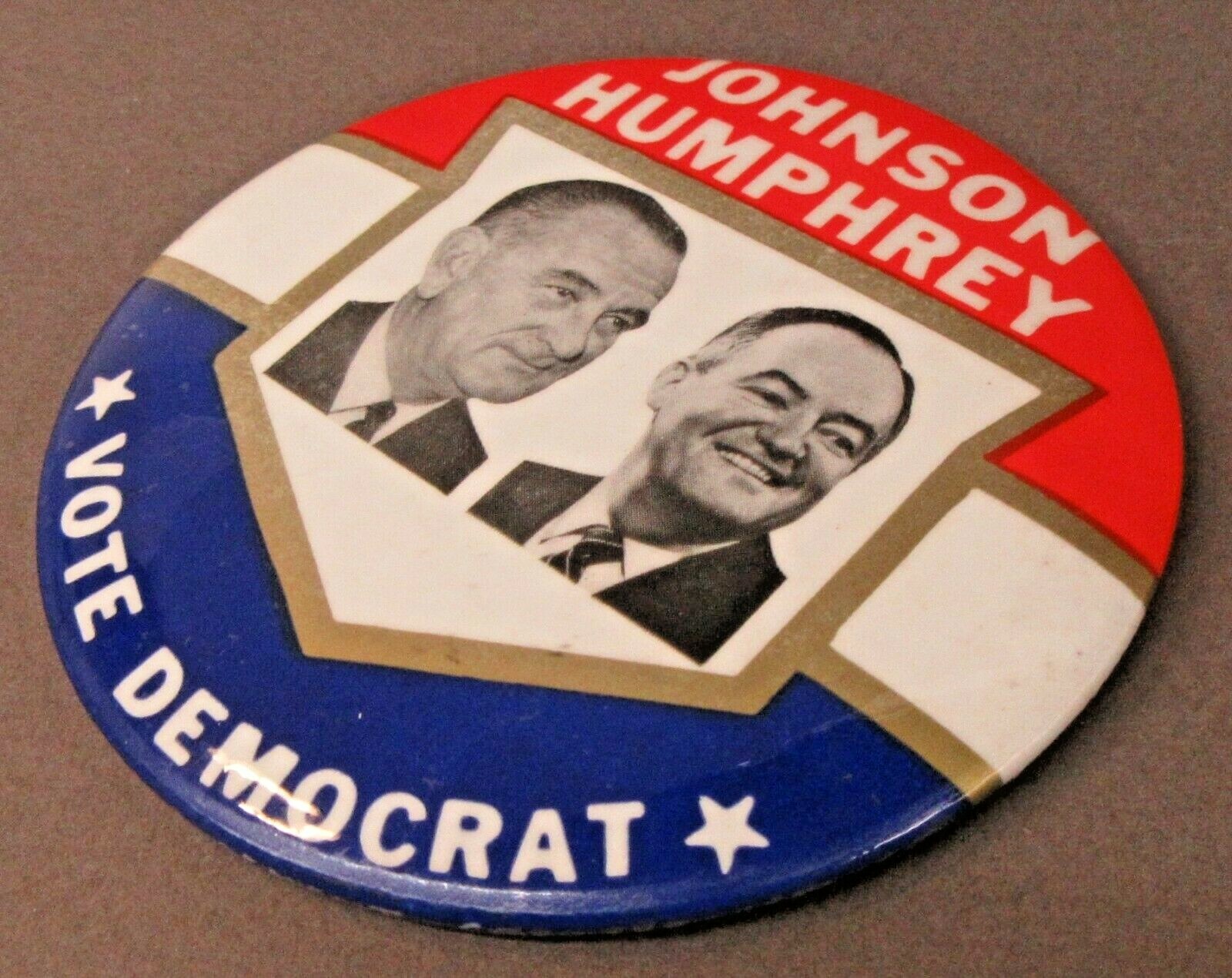 LBJ 1964 JOHNSON HUMPHREY VOTE DEMOCRAT president large 3.5" pinback ...