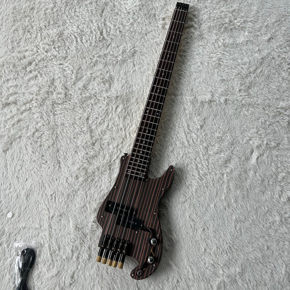 Musoo brand electric bass headless bass zebra wood body 5 string Bass ...