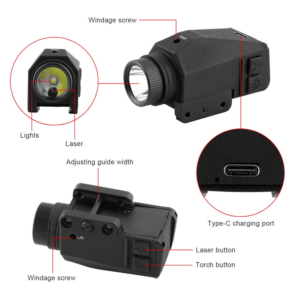 Tactical Laser Sight Flashlight Combo For Glock 17 19 Taurus G2C 20 ...