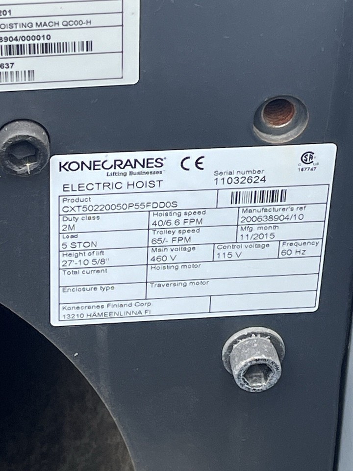 KONE Crane 5 Ton CXT Series CXT50220050P55FDDS Electric Wire Rope Hoist ...