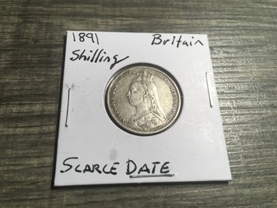 1891 GREAT BRITAIN SHILLING - RARE DATE - BIG VALUE SILVER COIN - Lot ...