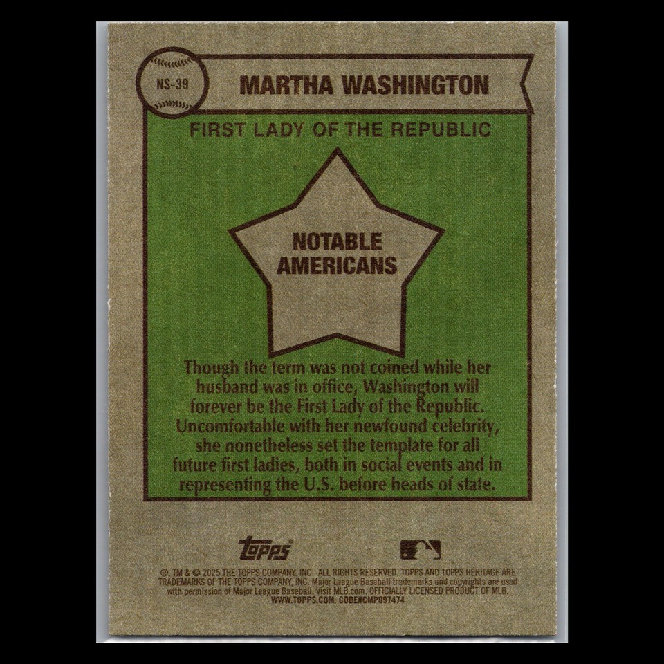 2025 Topps Heritage - #NS-39 Martha Washington Notable Americans | eBay