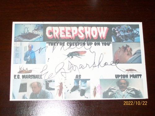 E.G. MARSHALL (CREEPIN UP) "CREEPSHOW" SIGNED AUTOGRAPHED 3X5 INDEX ...