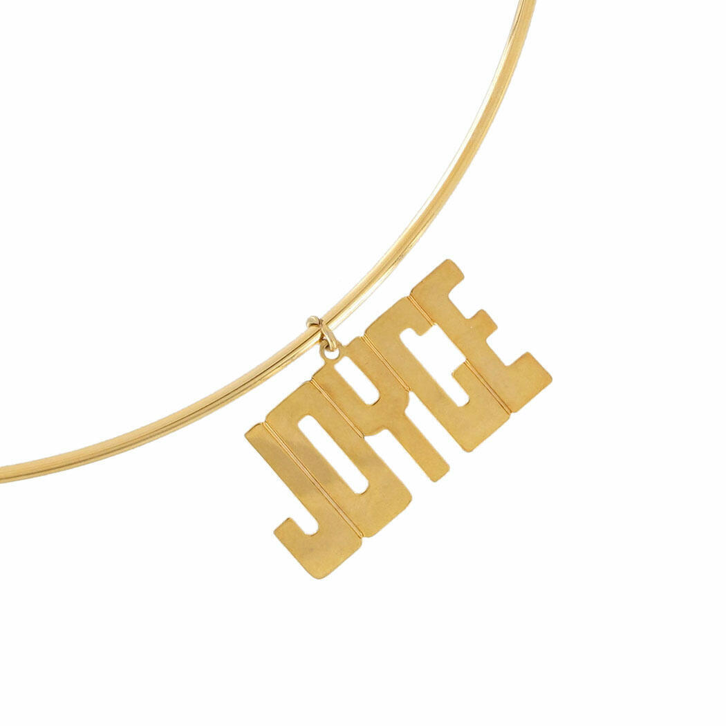 Joyce Name Jewelry Choker Gold Tone Bangle Wire Necklace Vintage 15 1/2 ...