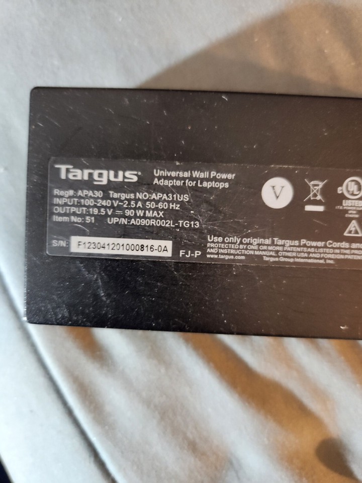 Targus Universal 19.5 Volt 90W AC Adapter With Tip For Acer Asus Dell ...