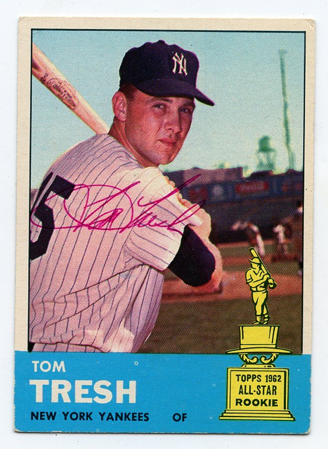 TOM TRESH Signed 1963 Topps #470 Short Print Trophy Card Yankees Guar ...
