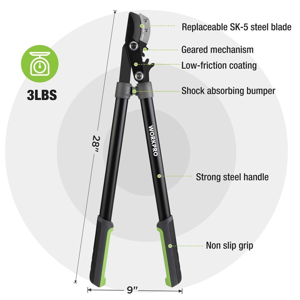 WORKPRO 28"Anvil Lopper Tree Trimmer Steel Blade Heavy Duty Tree Branch ...