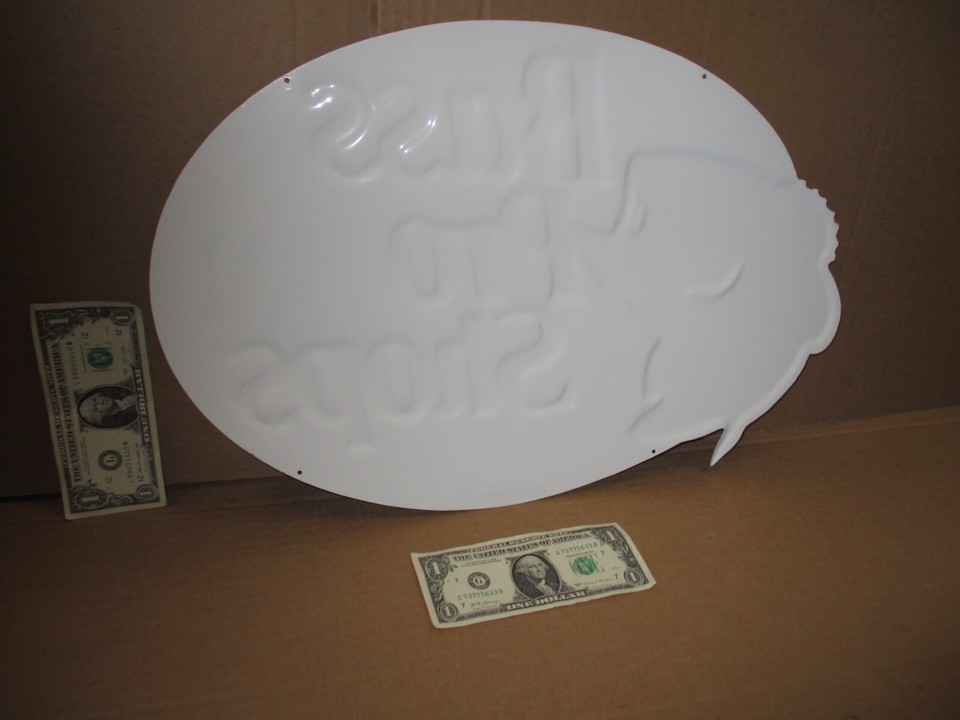 BASS PRO SHOPS - Oval Shaped & Embossed - BIG METAL SIGN - Shows Their ...