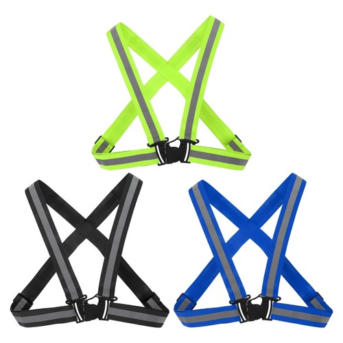3 Pack Adjustable Reflective Running Vest Gear, Green/Black/Sapphire ...