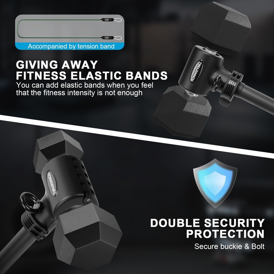 Dumbbell to Barbell Converter Set, Squat Bar Adapter with Exercise ...