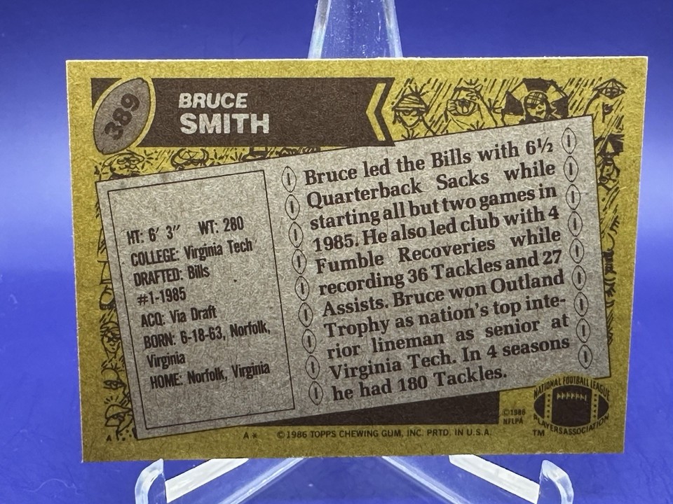 BRUCE SMITH 1986 Topps ROOKIE #389 - NM - Slight Indentation - Bills | eBay