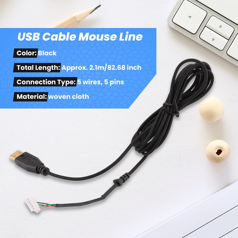1X(Usb Cable Mice Line For Deathadder 2013 Approx. 2.1M 5 Wires 5 Pins ...