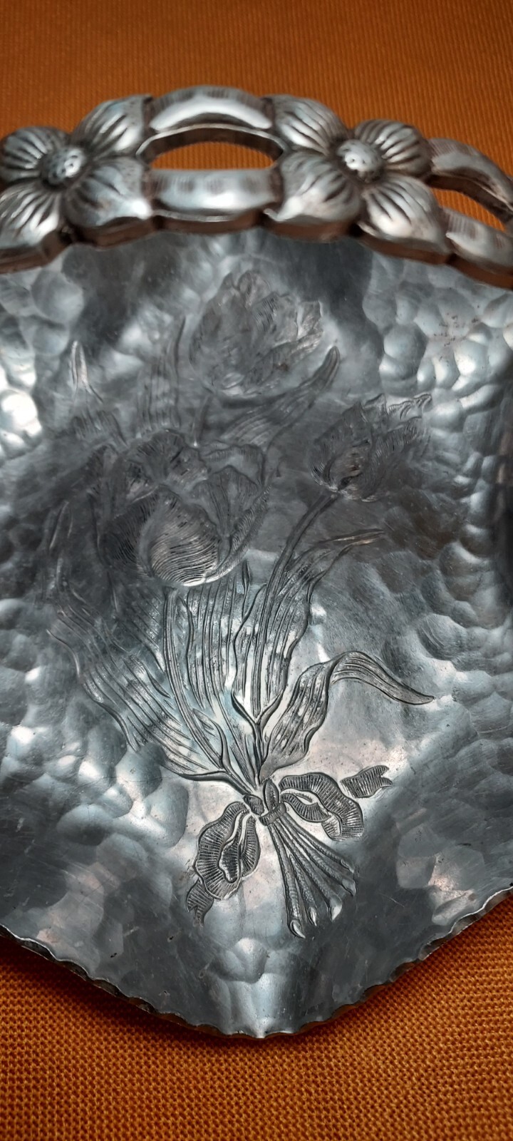 Vintage Hammered Aluminum Tulip Basket Hand Wrought Creations by Rodney ...