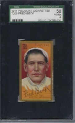1911 T205 baseball card Fred Beck Boston Rustlers (Braves) graded SGC 4 ...