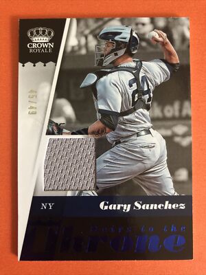 GARY SANCHEZ 2018 CROWN ROYALE HEIR TO THE THRONE BLUE JERSEY RELIC 45/ ...