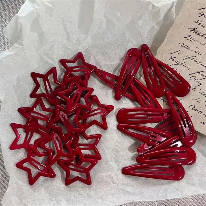 10-Pack Mini Hair Clip Cute Sweet Snap Hair Clip Red Metal Hairpins ...