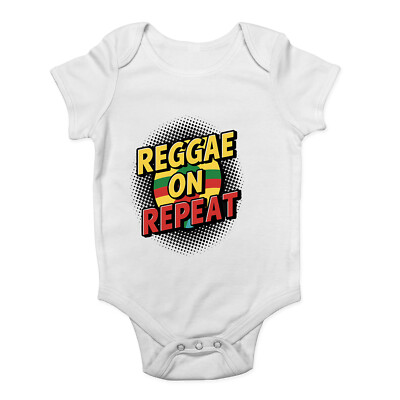 Reggae on Repeat Baby Grow Vest Jamaican Music Rasta Bodysuit Boys ...