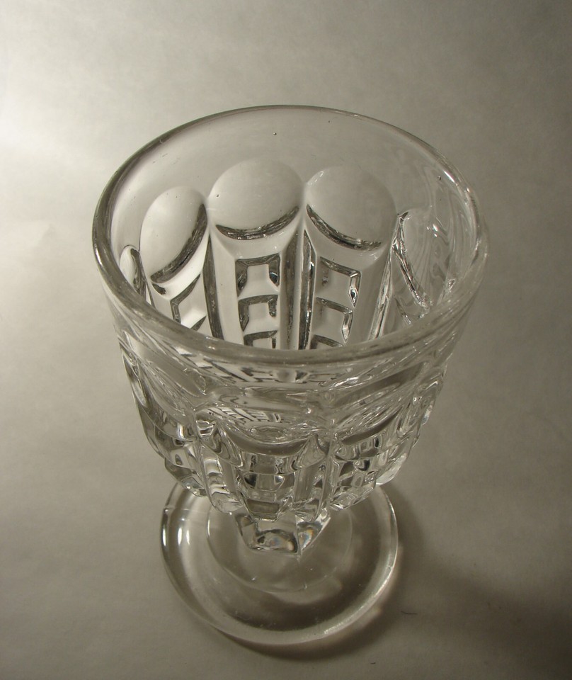 Antique Early American Flint Glass Bull's Eye and Cube Goblet 1840s | eBay