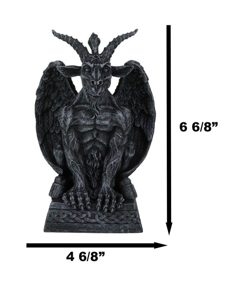Gothic Sabbatic Goat Winged Baphomet Gargoyle Crouching On Pedestal ...