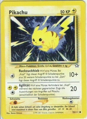 Carte Pokémon Trading Card Game Neo Genesis N° 70/111 Pikachu Allemand ...