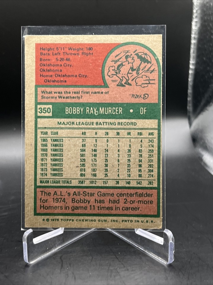1975 topps baseball Bobby Mercer #350 All Star EX-NM | eBay