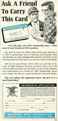 1970 Print Ad of NRA Membership Application ask a friend to carry this ...