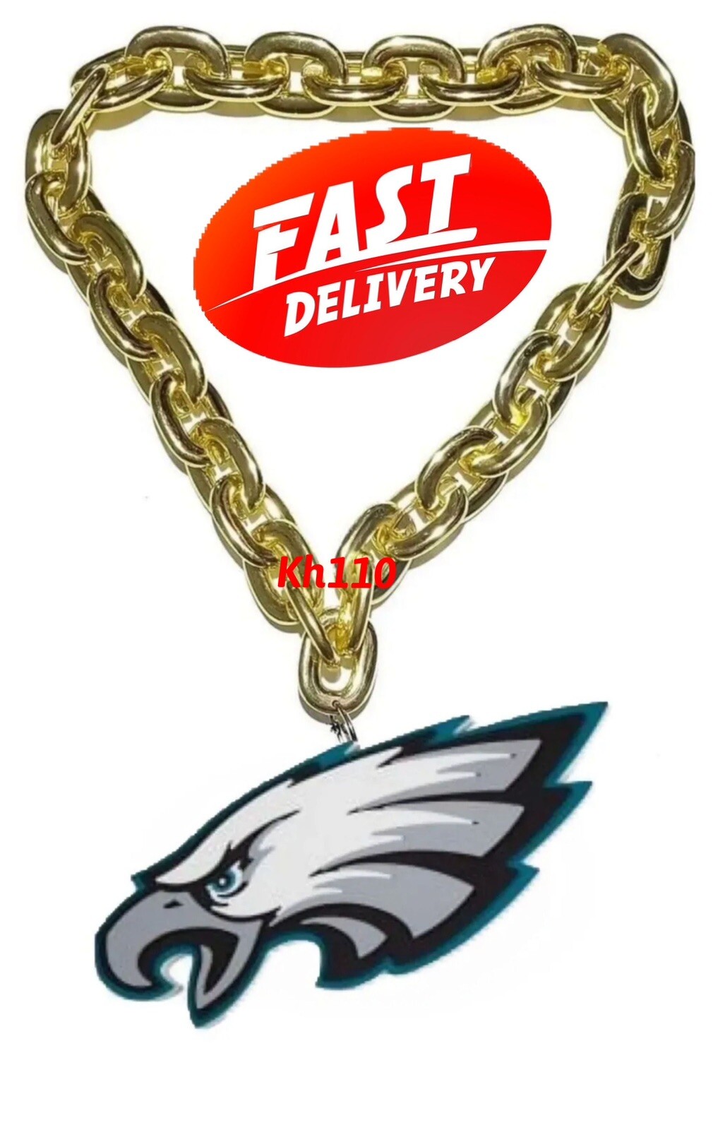 NFL Philadelphia Eagles 3D Foam Logo Fan Chain Necklace-Gold Chain | eBay