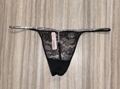 New Victoria Secret Panties Thong String XL Straps RHINESTONES Lace ...